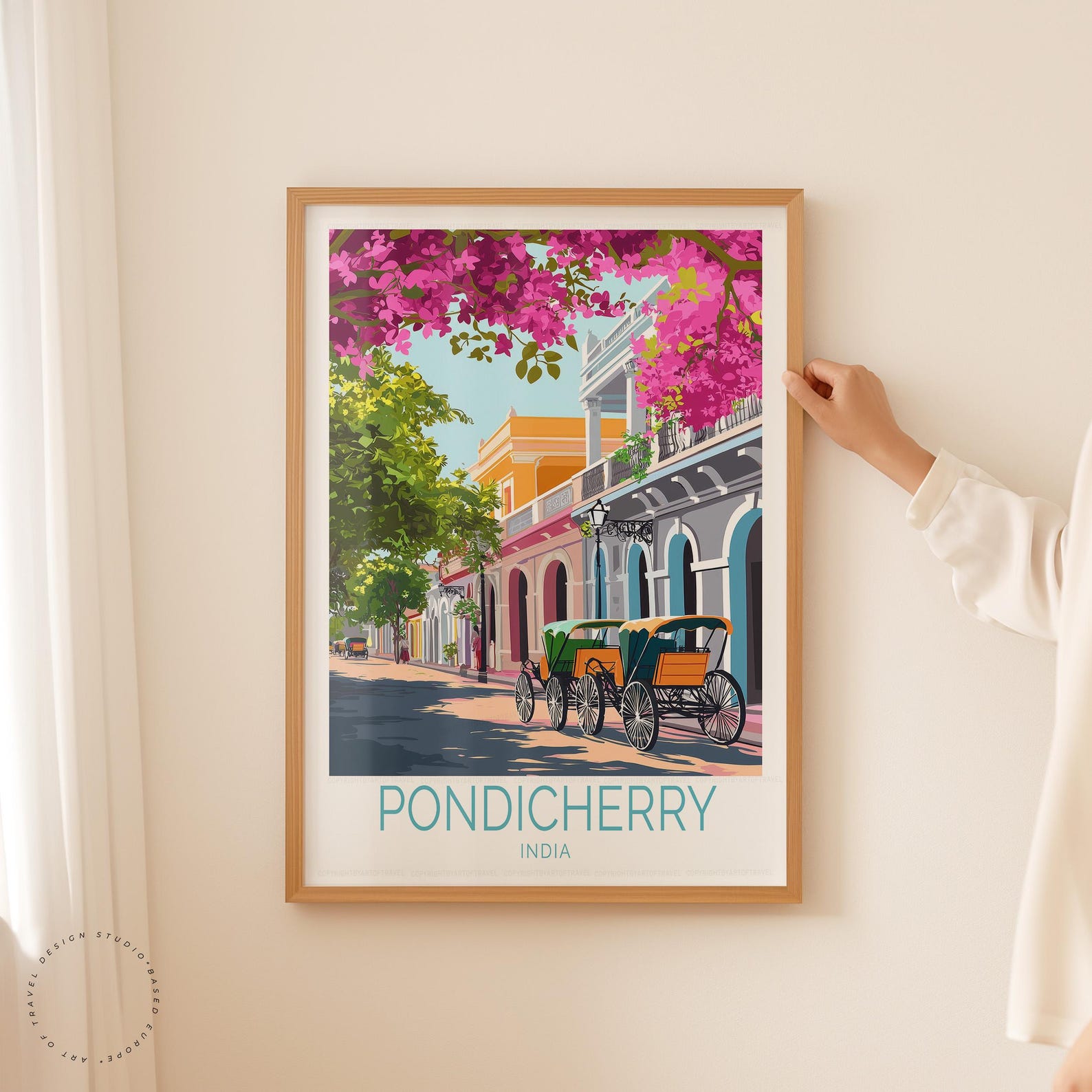 Puducherry India Travel Poster, India Wall Art, Pondicherry Print ...