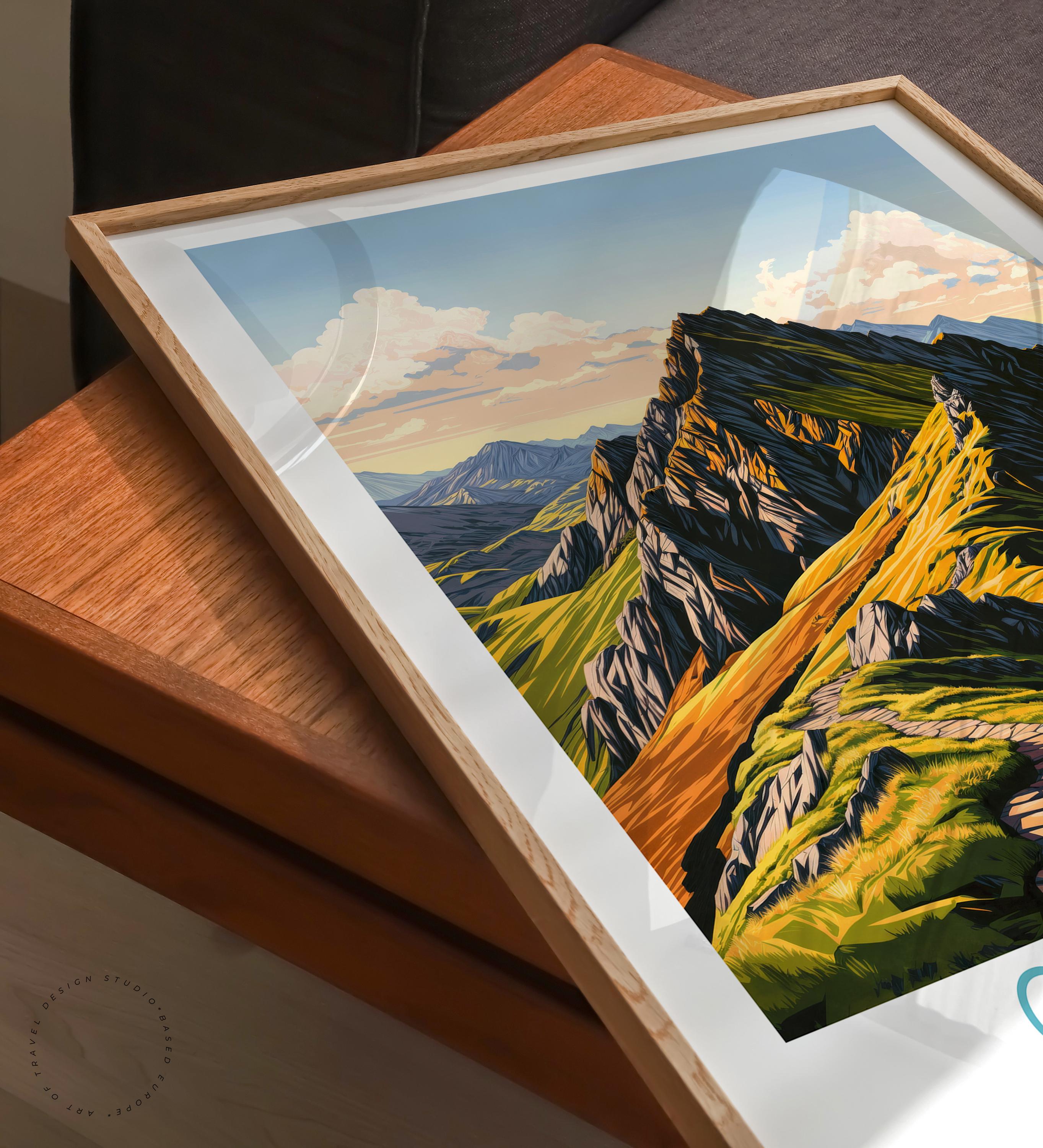 Crib Goch Travel Poster, Wales Wall Art, Snowdonia National Park Print ...
