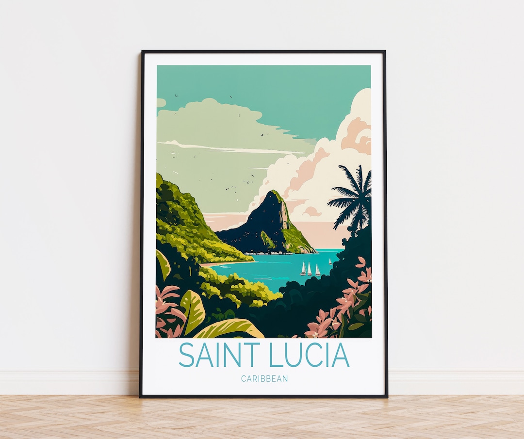 Saint Lucia Travel Poster, Caribbean Wall Art, Saint Lucia Print ...
