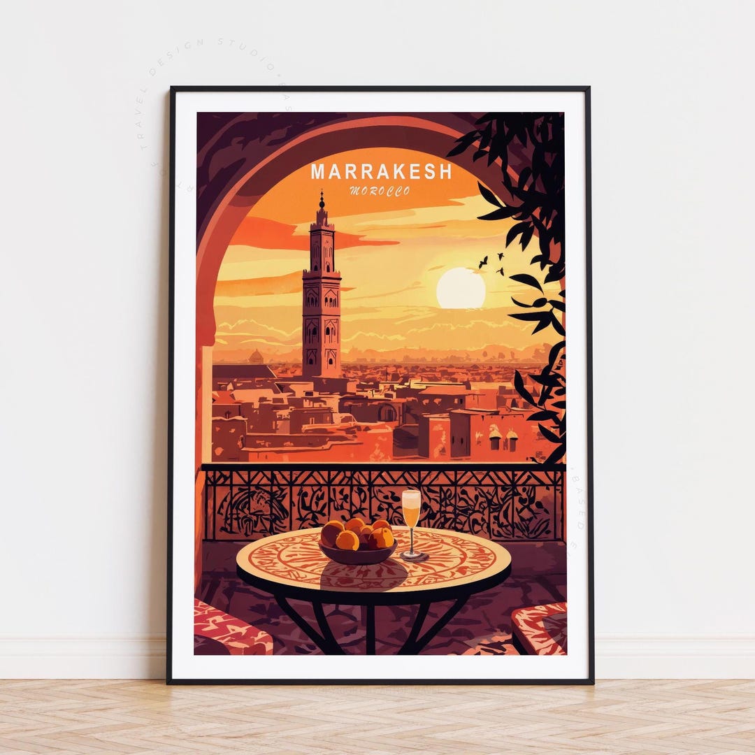Marrakesh Travel Poster, Morocco Wall Art, Marrakesh Print, Home Decor ...