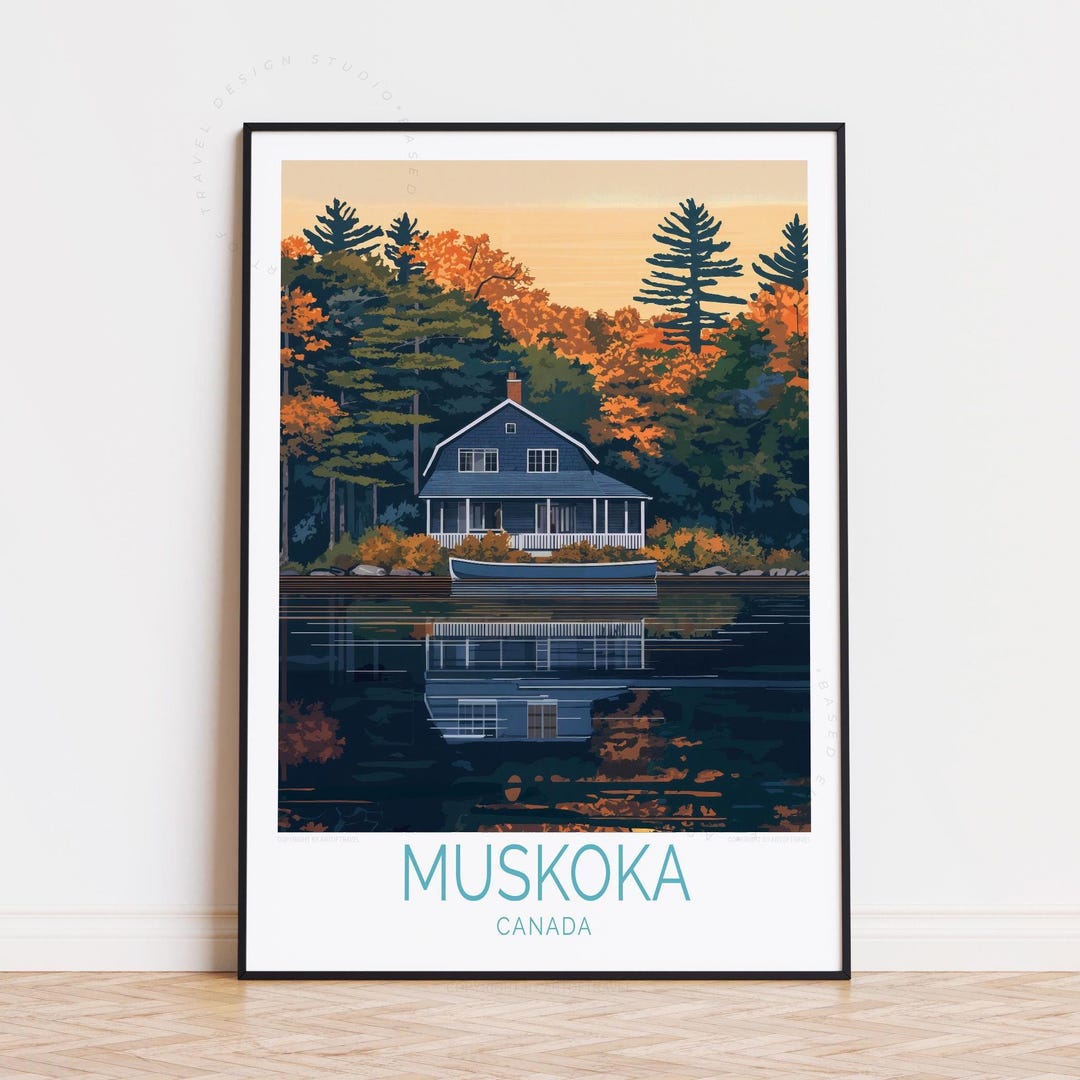 Muskoka Travel Poster, Canada Wall Art, Muskoka Canada Print, Birthday ...