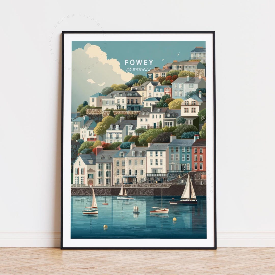Fowey England Travel Poster, England Wall Art, Fowey Cornwall Print ...
