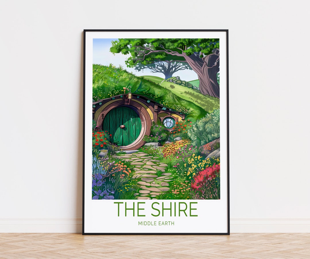 The Shire Travel Poster, Middle Earth Decor, Shire Wall Art, Middle ...