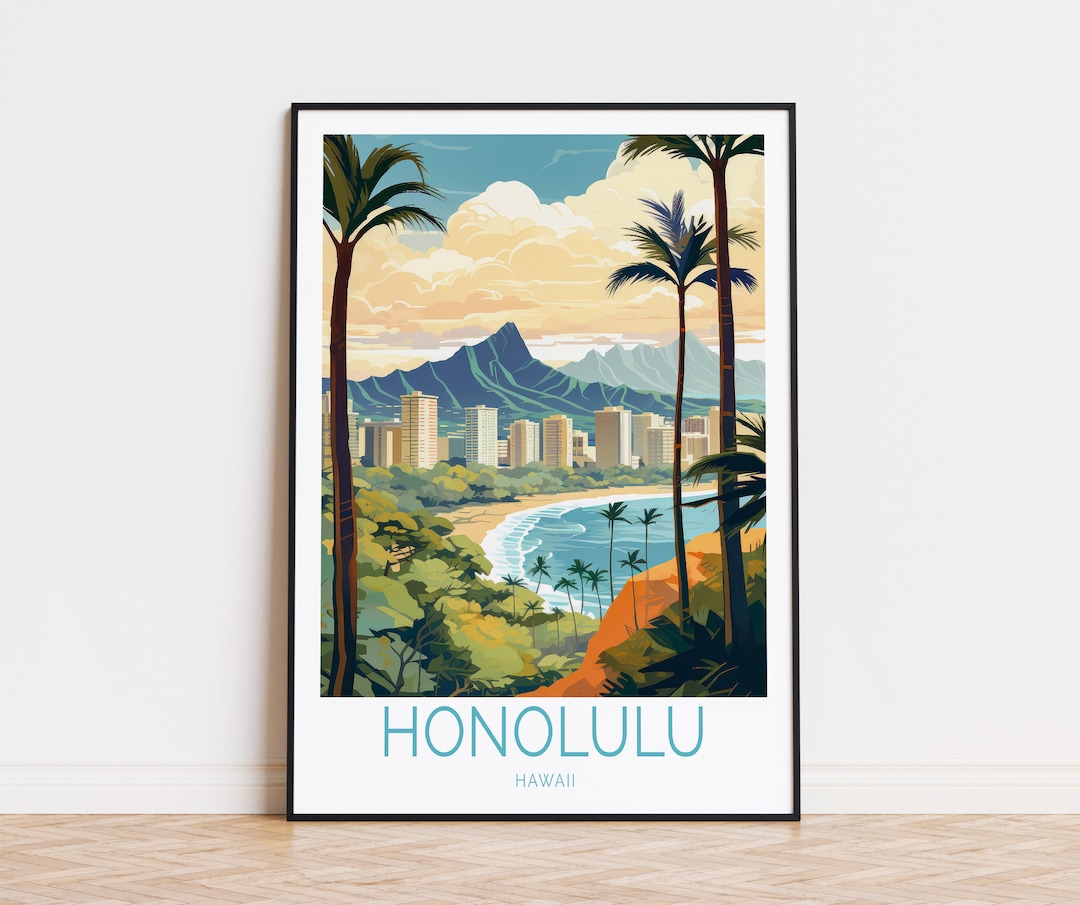 Honolulu Hawaii Travel Poster, Hawaii Wall Art, Honolulu Hawaii Print ...