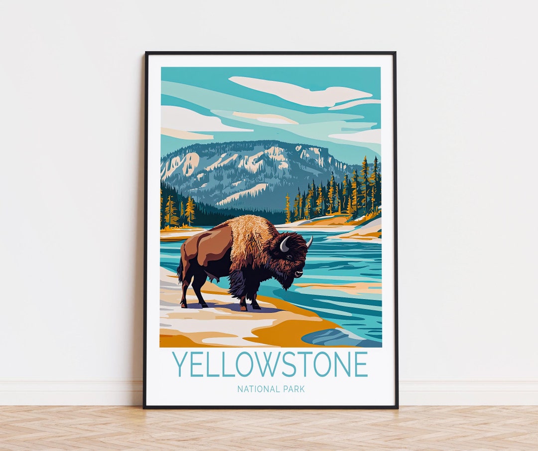 Yellowstone National Park Travel Poster, National Park Wall Art ...