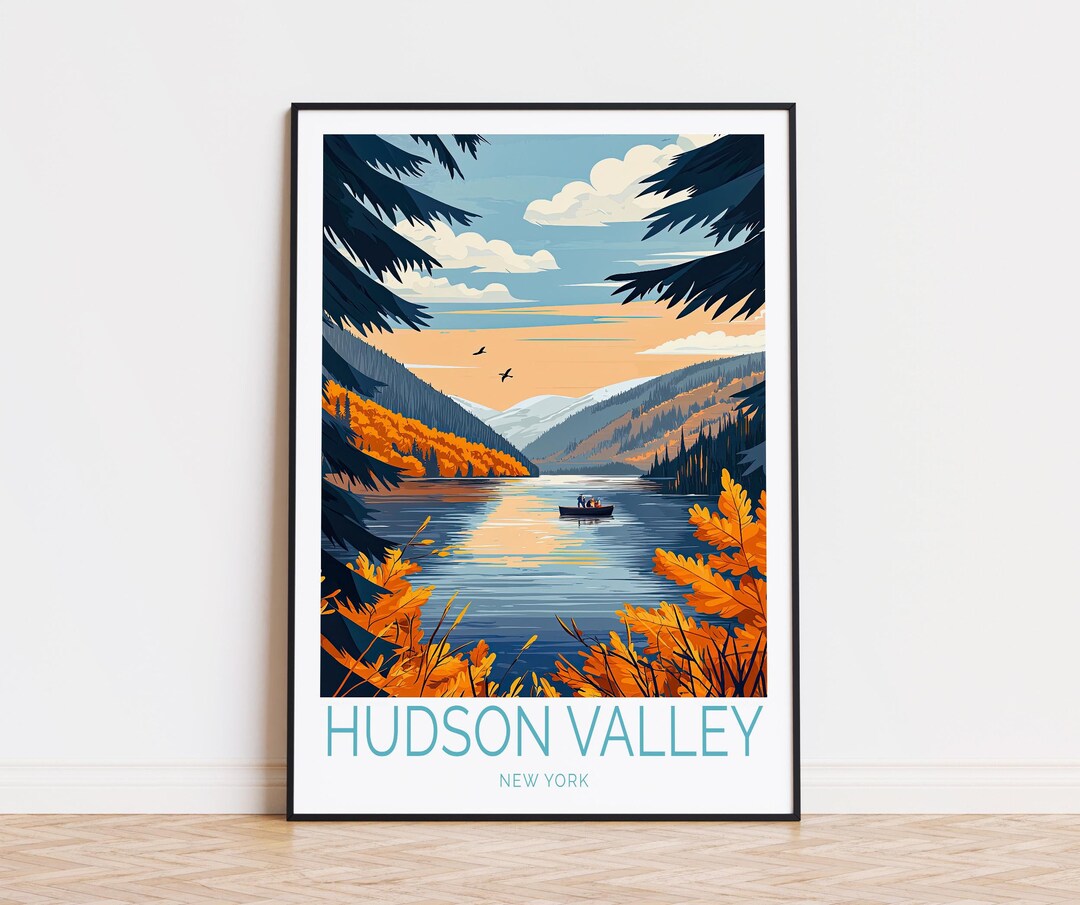 Hudson Valley Travel Poster, New York Prints, New York Wall Art, Travel ...