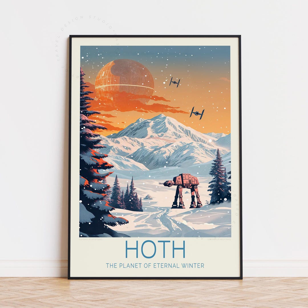 Star Wars, Hoth the Planet of Eternal Winter Travel Poster, Star Wars ...