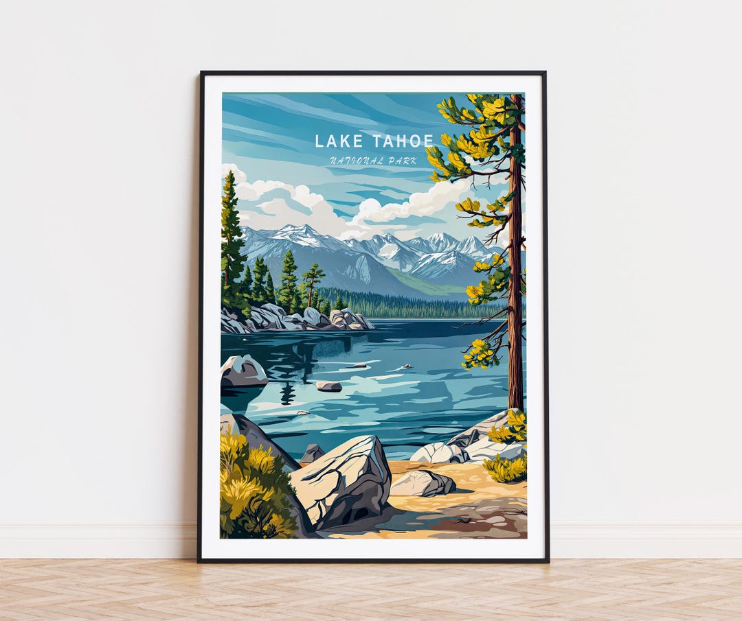 Lake Tahoe National Park Travel Poster, Mountain Lake Poster ...