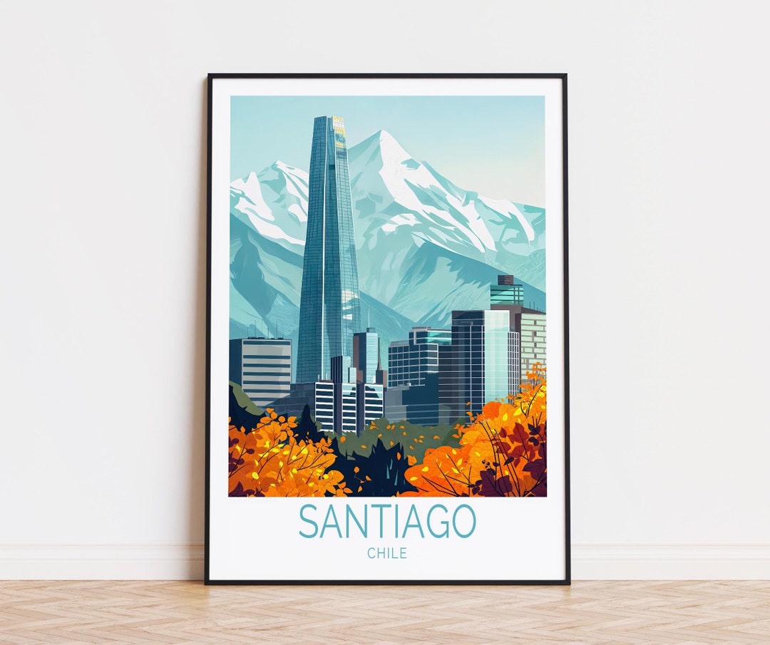 Santiago Chile Travel Poster, Santiago Print, Chile Wall Art, Custom ...