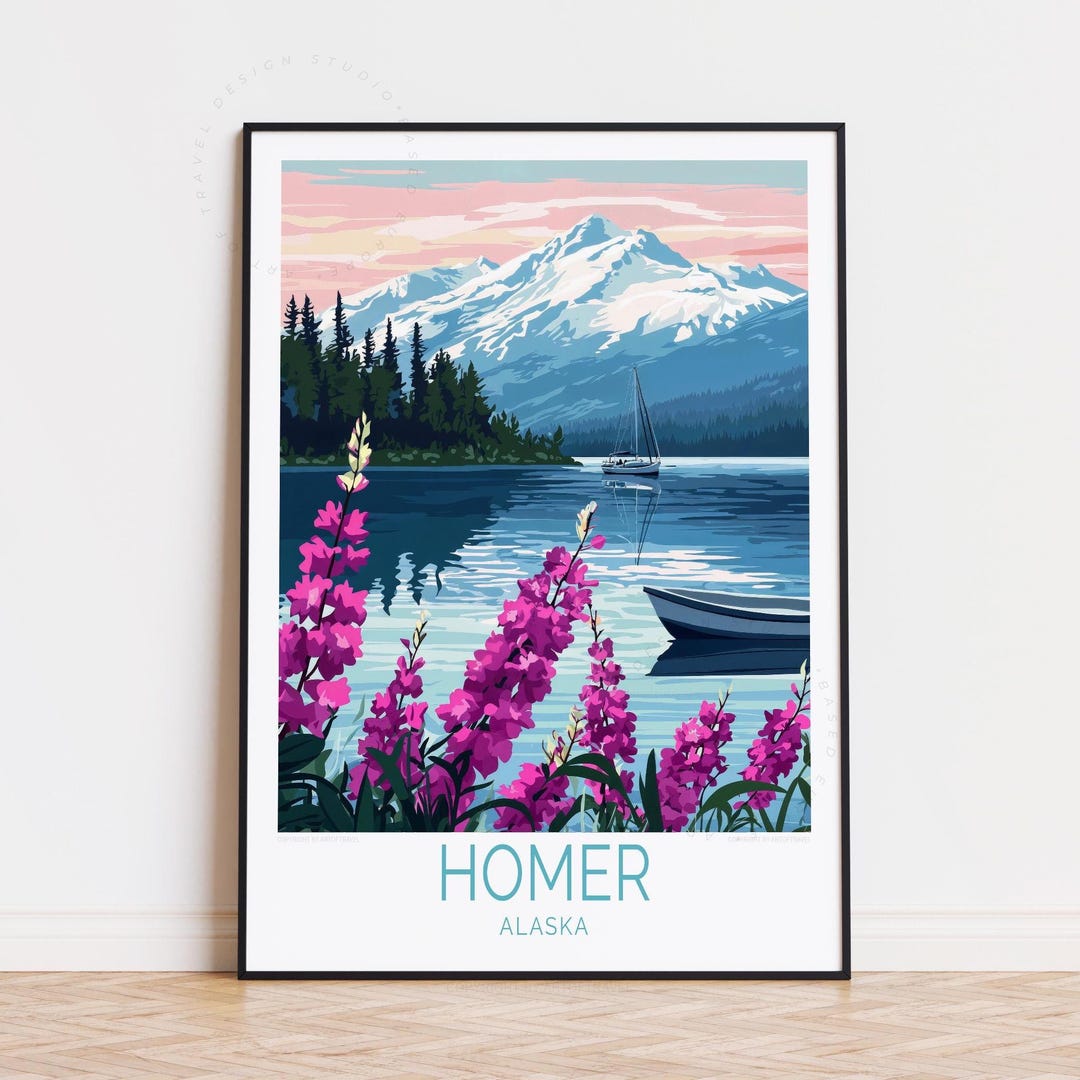 Homer Alaska Travel Poster, Alaska Wall Art, Homer Print, Housewarming ...