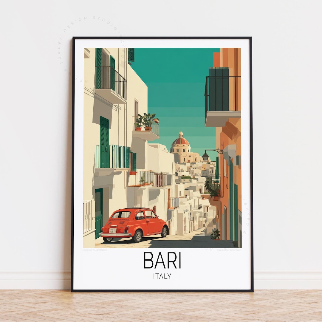 Bari Italy Poster – Mediterranean City Wall Art, Old Town Street Print ...