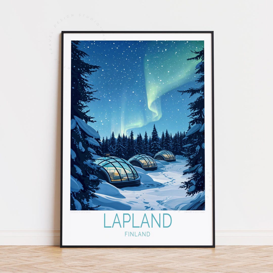 Lapland Finland Travel Poster, Finland Wall Art, Lapland Northern ...