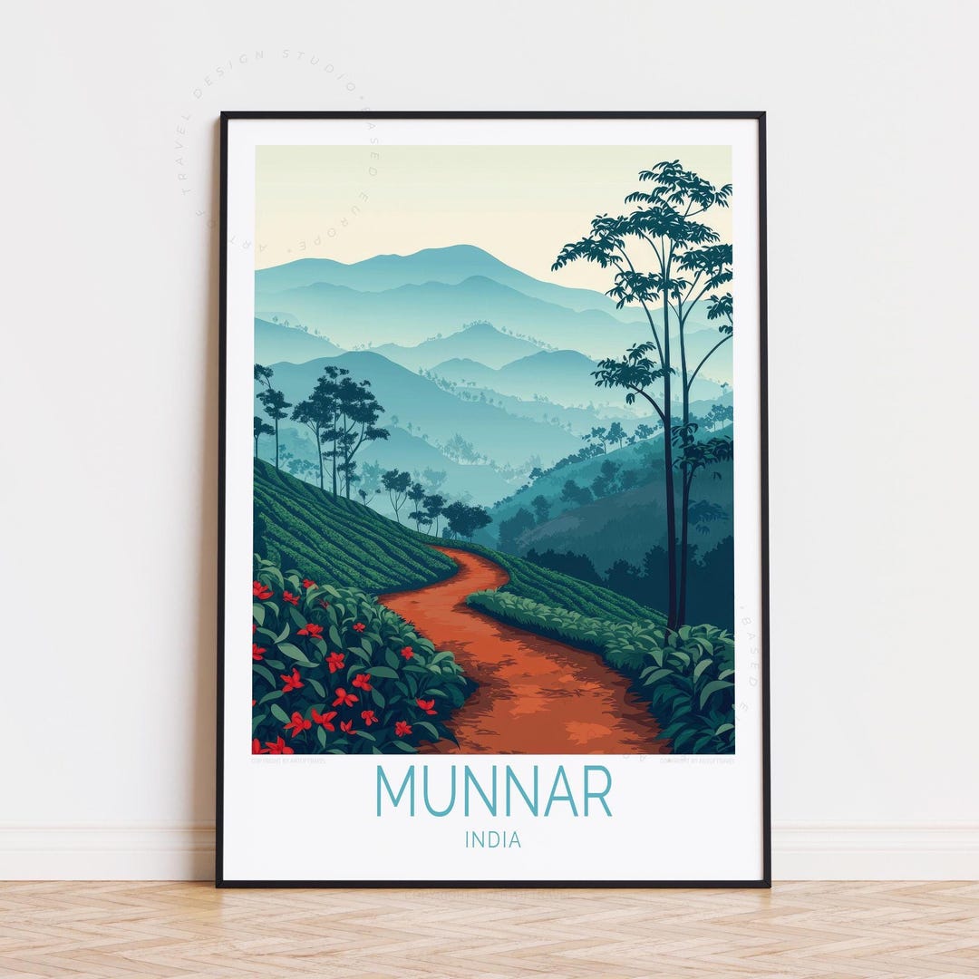 Munnar Travel Poster, India Wall Art, Munnar India Print, Birthday ...