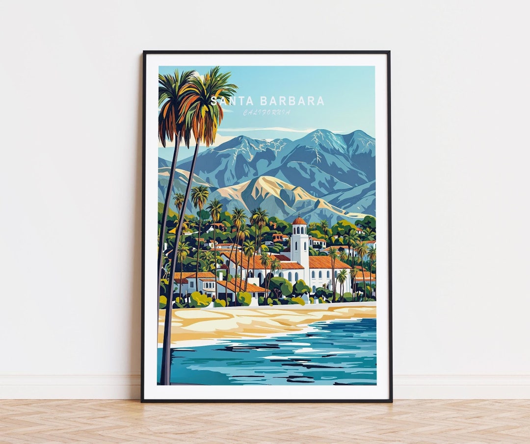 Santa Barbara Travel Poster, California Wall Art, Santa Barbara Print ...