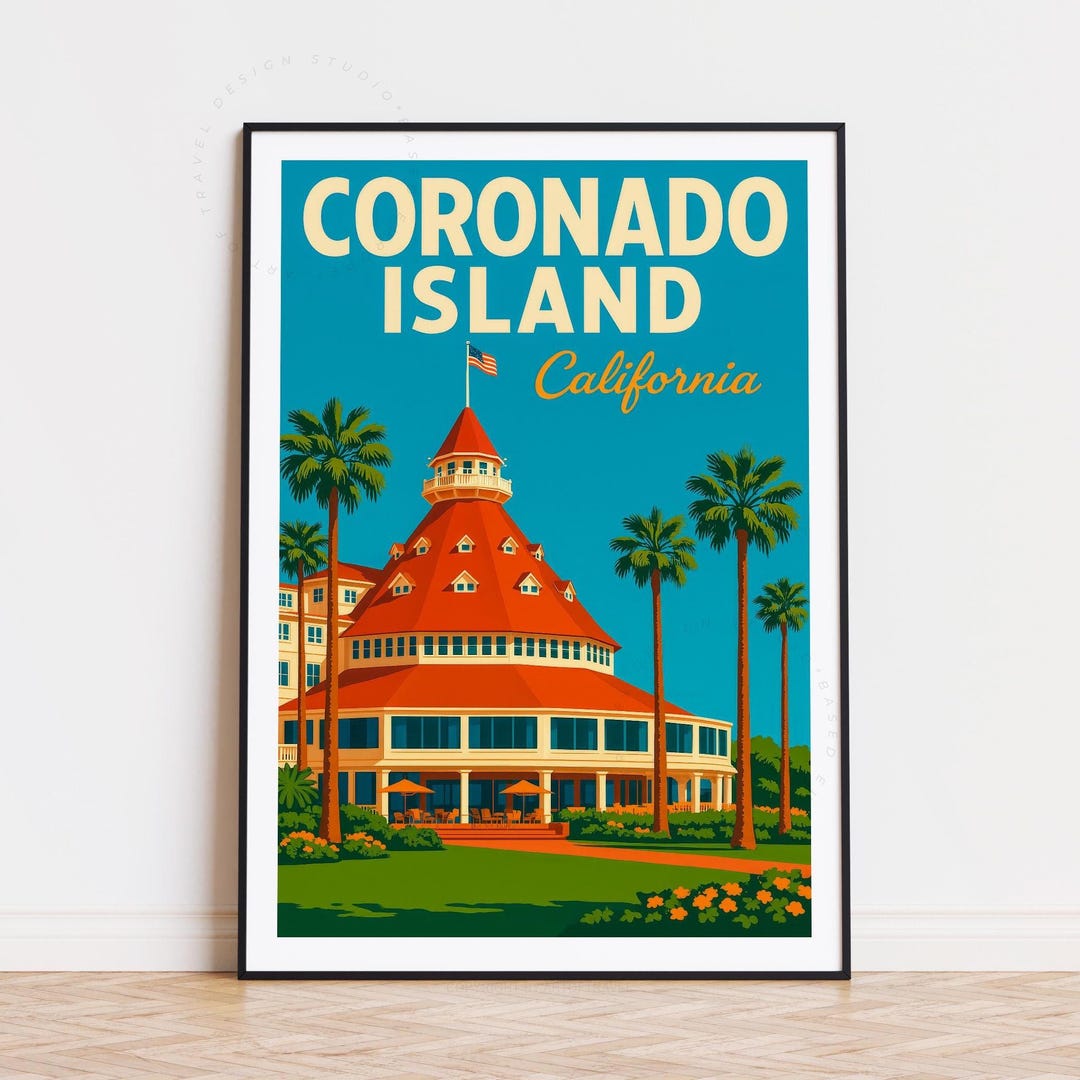 Coronado Island Travel Poster, California Wall Art, Coronado Island San ...