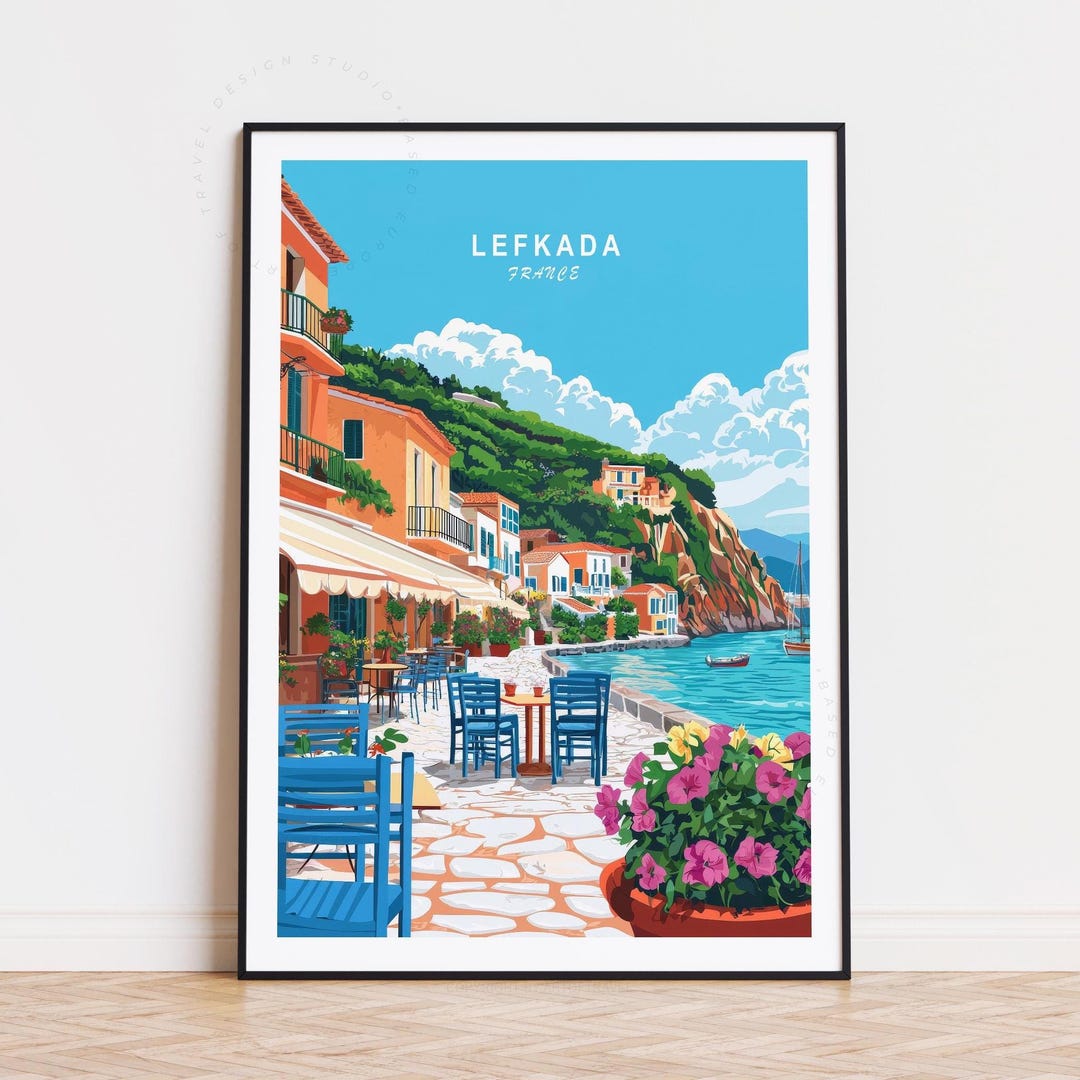 Lefkada Greece Travel Poster, Greece Wall Art, Lefkada Print, Home ...