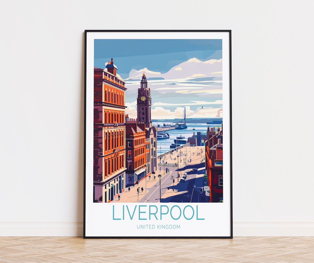 Liverpool City Travel Poster, Liverpool Uk Wall Art, Liverpool Vintage ...
