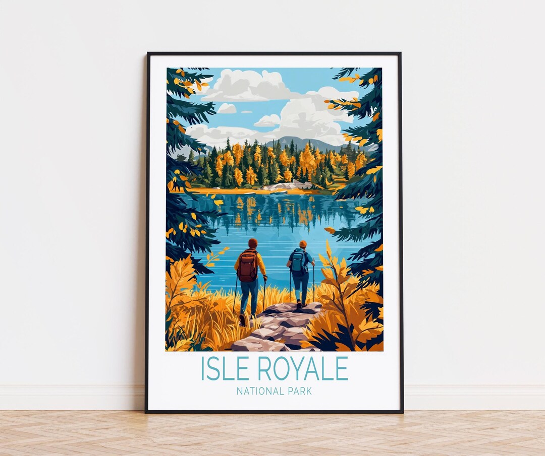 Isle Royale National Park Travel Poster, Michigan Wall Art, Isle Royale ...