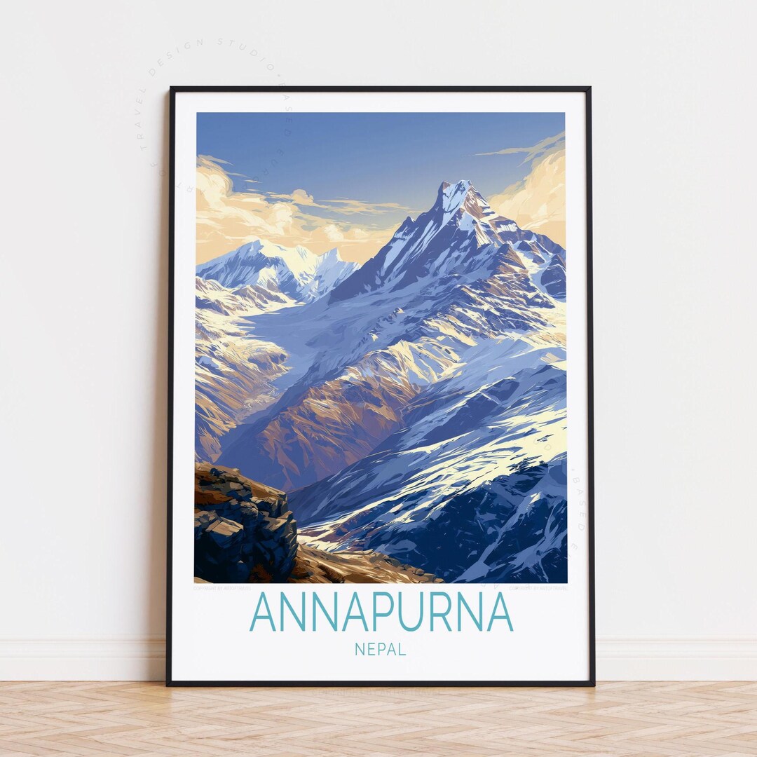 Pôster de viagem para Annapurna, Nepal, arte de parede do Himalaia de ...