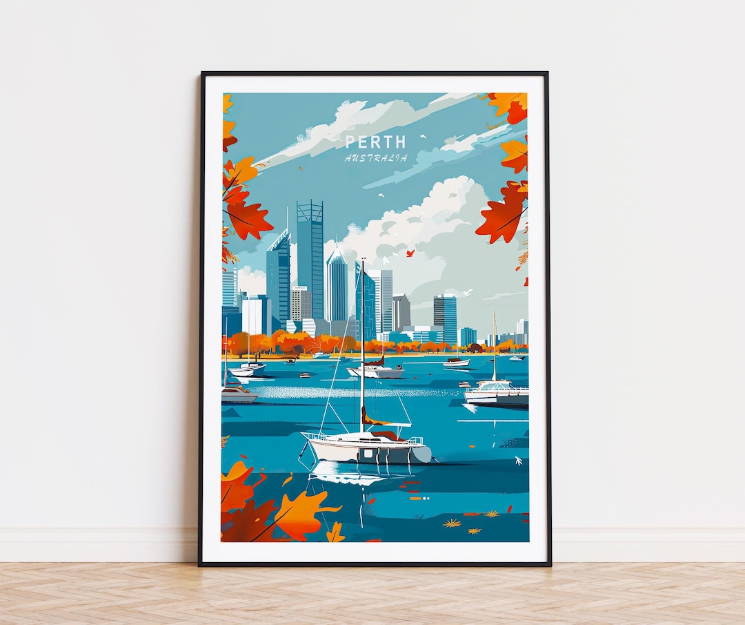 Perth Australia Travel Poster, Australia Wall Art, Perth Print, Coast ...