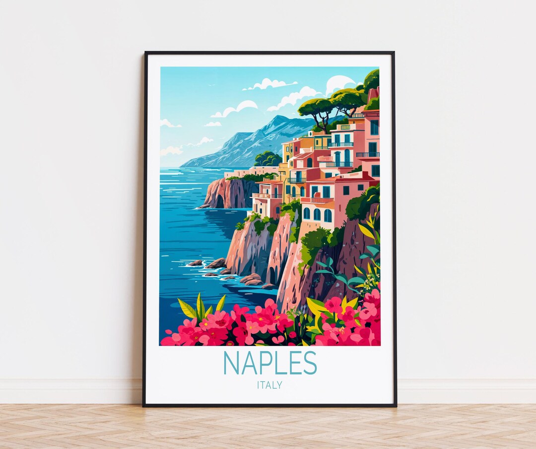 Naples Travel Poster, Italy Wall Art, Naples Coast Print, Personalised ...
