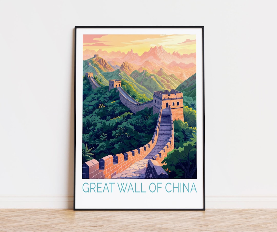 Great Wall of China Travel Poster, China Wall Art, Great Wall of China ...