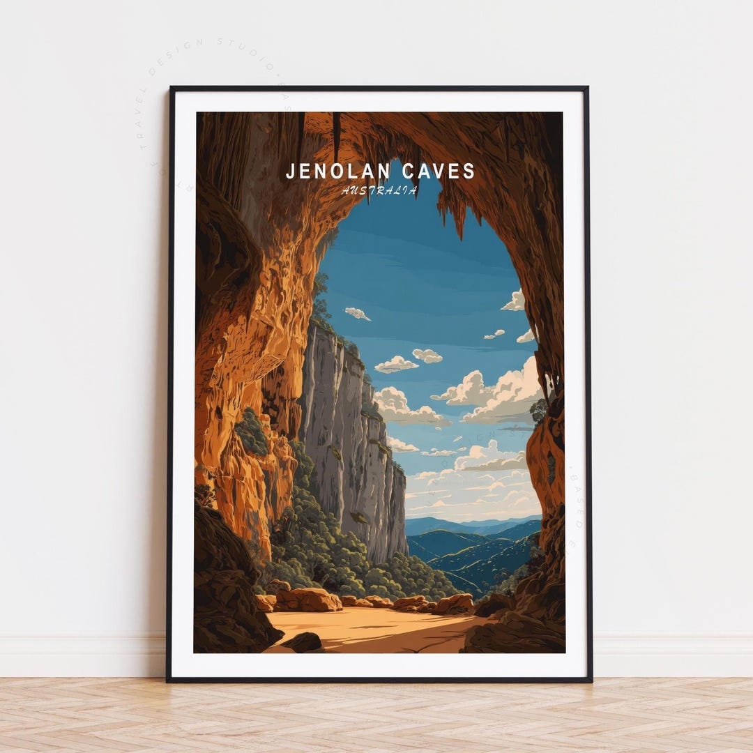 Jenolan Caves Travel Poster, Australia Wall Art, Jenolan Caves Print ...