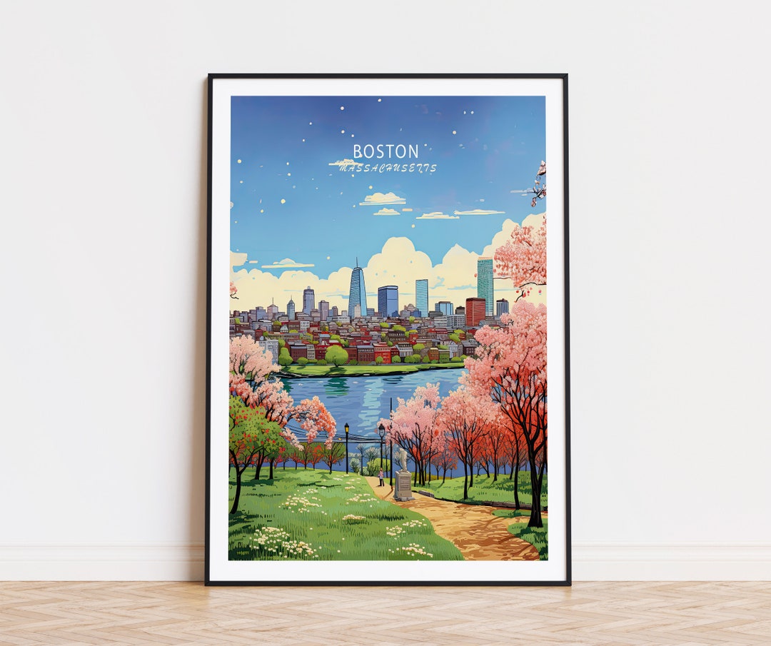 Boston Travel Poster, Massachusetts Wall Art, Boston Massachusetts ...