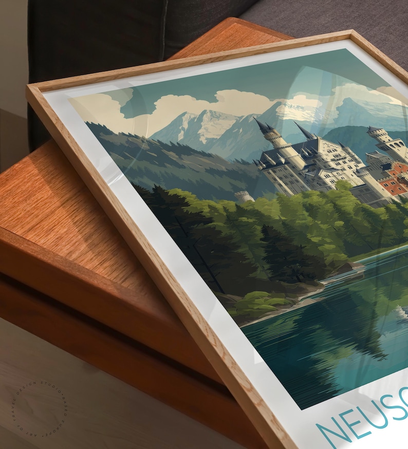 Neuschwanstein Castle Germany Travel Poster, Alpine Landscape - Etsy