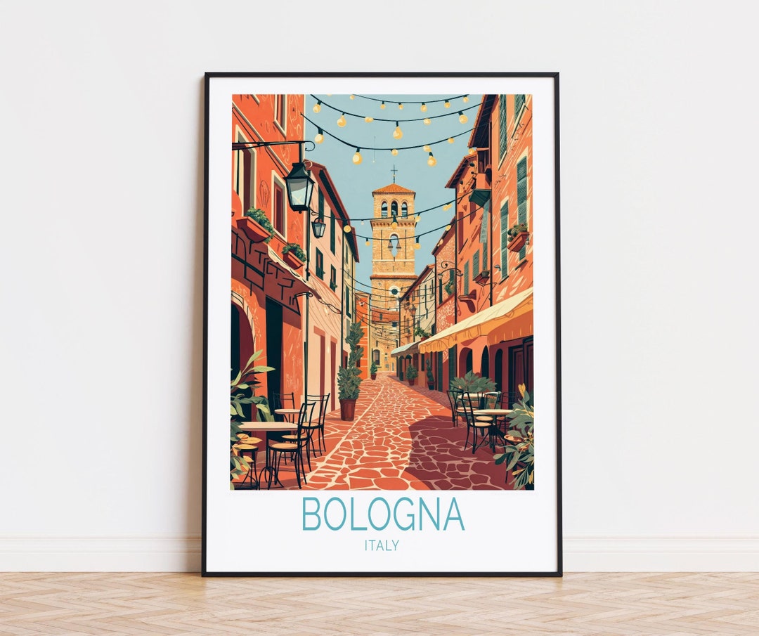 Bologna Italy Travel Poster, Italy Wall Art, Home Decor, Bologna Tower ...