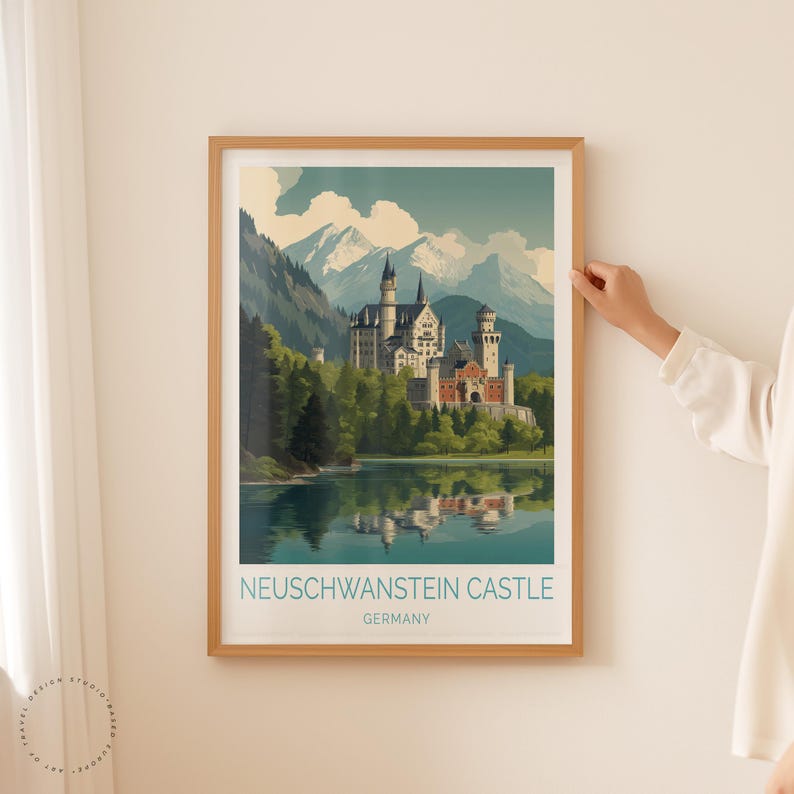 Neuschwanstein Castle Germany Travel Poster, Alpine Landscape - Etsy