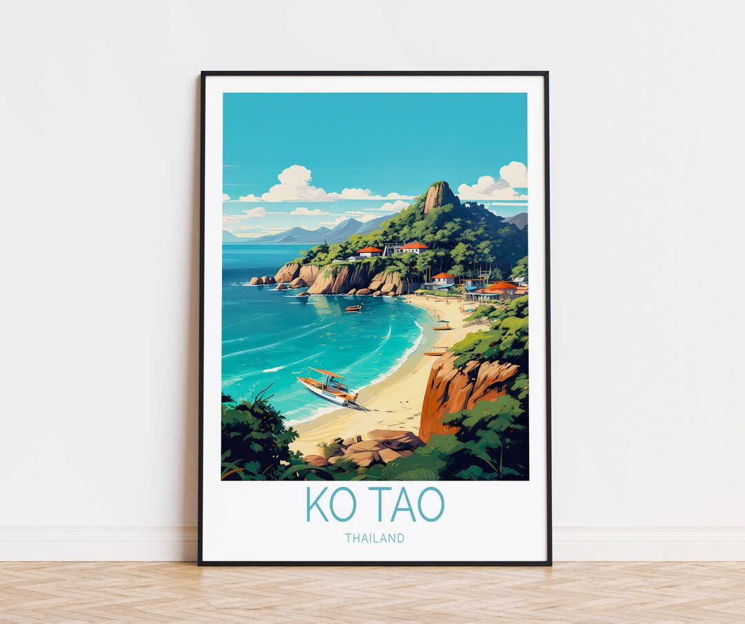 Ko Tao Thailand Travel Poster, Thailand Wall Art, Thailand Travel Gifts ...