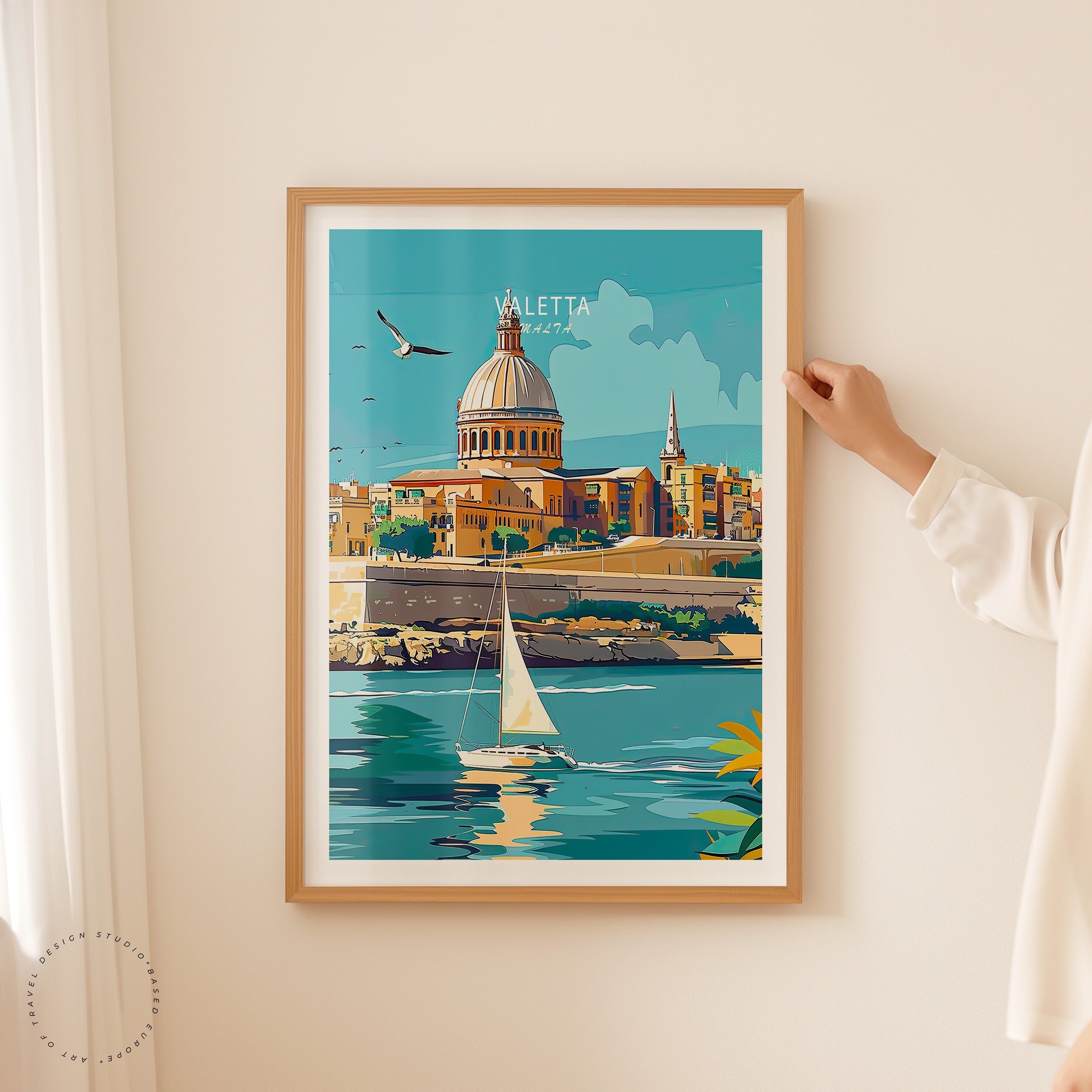 Valetta Travel Poster, Malta Wall Art, Valetta Malta Print ...