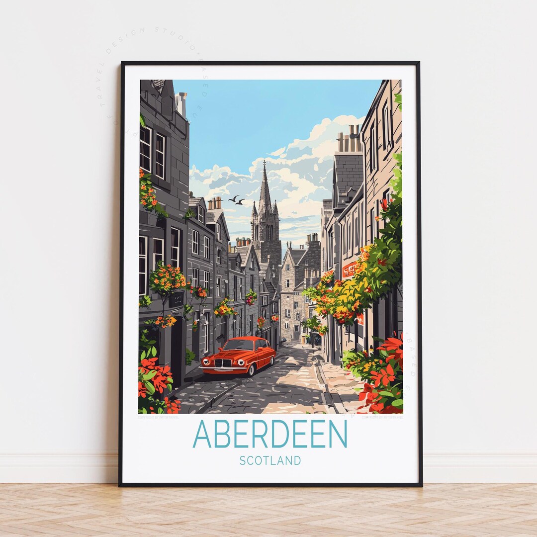 Aberdeen Travel Poster, Scotland Wall Art, Aberdeen Scotland Print ...