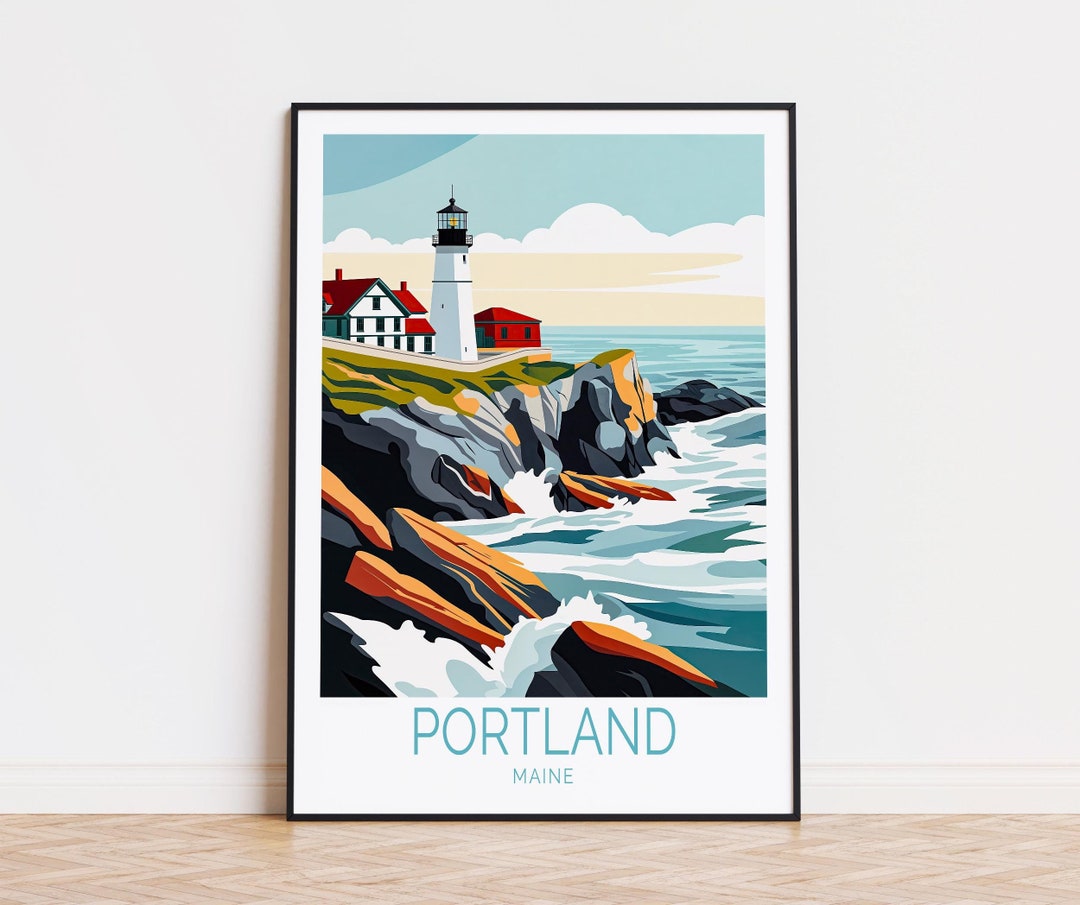 Portland Travel Poster, Maine Wall Art, Portland Maine Print, Custom ...