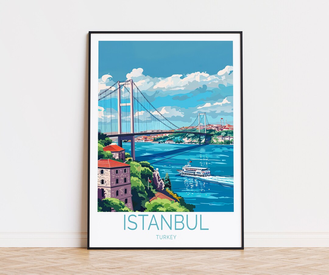 Istanbul Travel Poster, Istanbul Bosphorus Bridge Poster, Turkey Wall ...