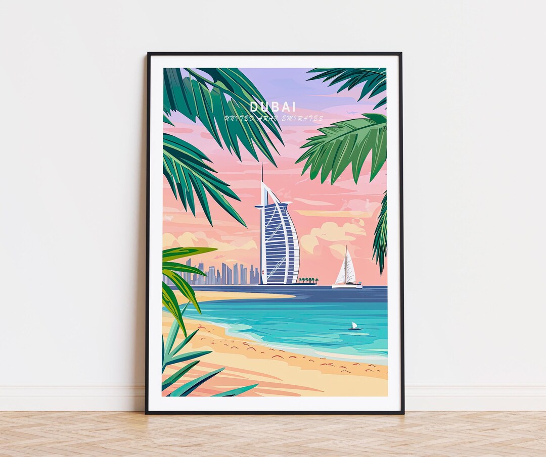 Cartaz de viagem de Dubai, arte de parede de Dubai Emirados Árabes ...