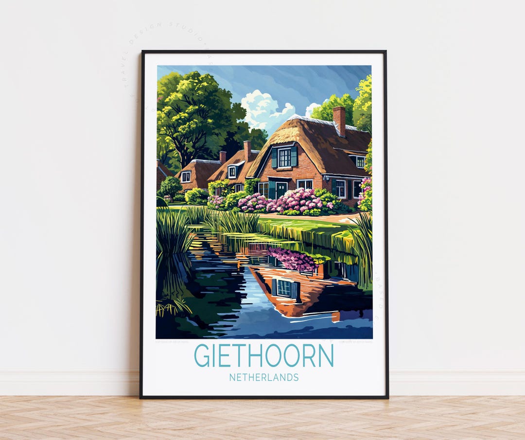 Giethoorn Netherlands Travel Poster, Netherlands Wall Art, Giethoorn ...