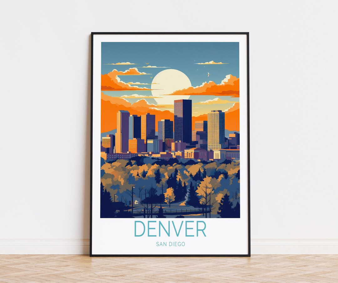 Denver Travel Poster, Denver San Diego Wall Art, Denver Travel Print ...