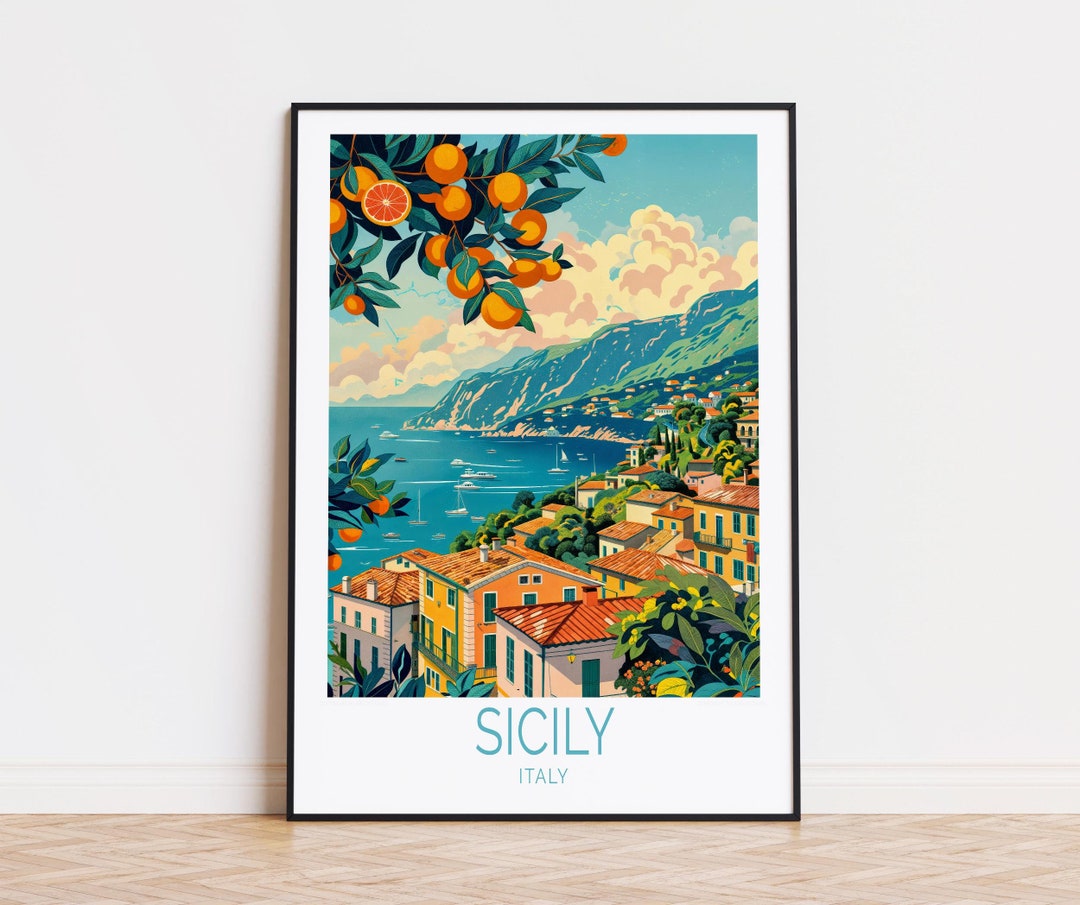 Sicily Italy Travel Poster, Italy Wall Art, Sicily Print, Home Decor ...