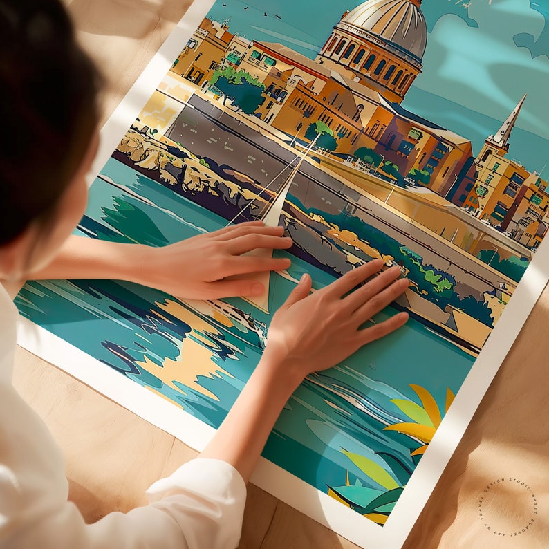 Valetta Travel Poster, Malta Wall Art, Valetta Malta Print ...