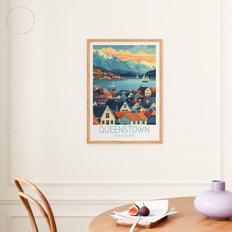 Queenstown New Zealand Travel Poster, New Zealand Wall Art, Queenstown ...