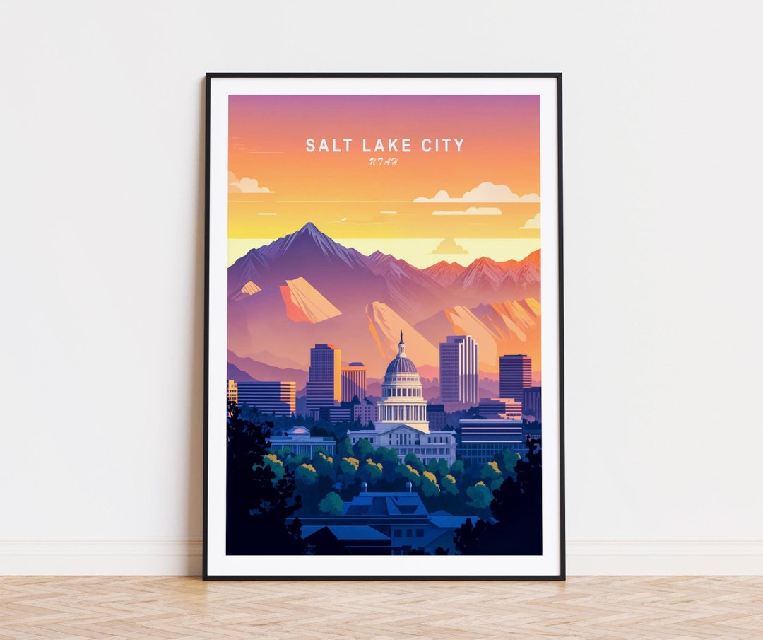 Salt Lake City Utah Travel Poster, Utah Wall Art, Salt Lake Print, Home ...