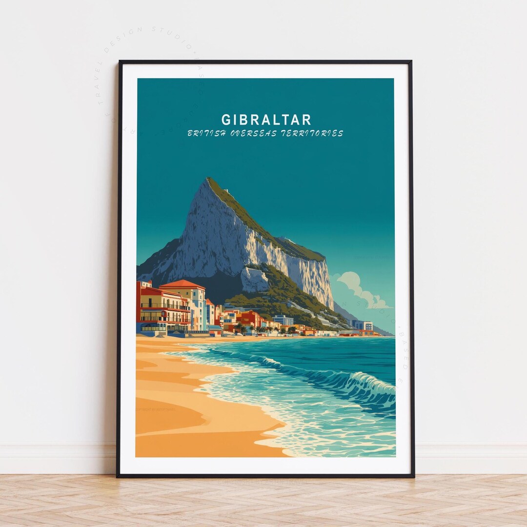 Gibraltar Travel Print, British Overseas Territories Wall Art ...
