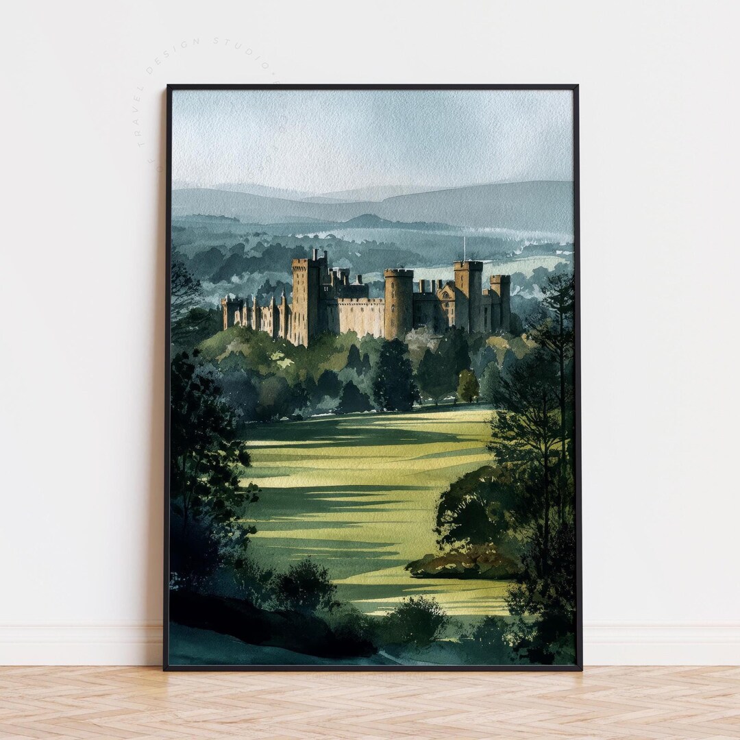 Alnwick Castle Northumberland England Watercolor Travel Poster ...