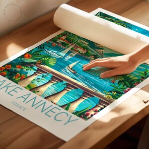 Lake Annecy Poster, France Wall Art, Lake Annecy Travel Coast Print ...
