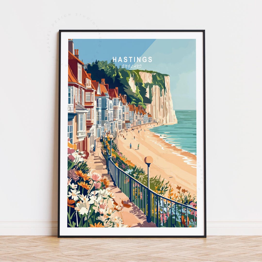 Hastings Travel Poster, England Wall Art, Hastings Print, Home Decor ...