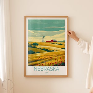 Nebraska Travel Poster, USA Nebraska Wall Art, USA Custom Travel Poster ...