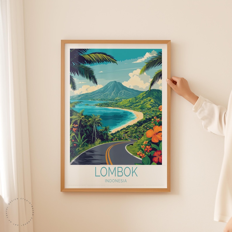 Lombok Travel Poster, Indonesia Wall Art, Lombok Indonesia Print ...