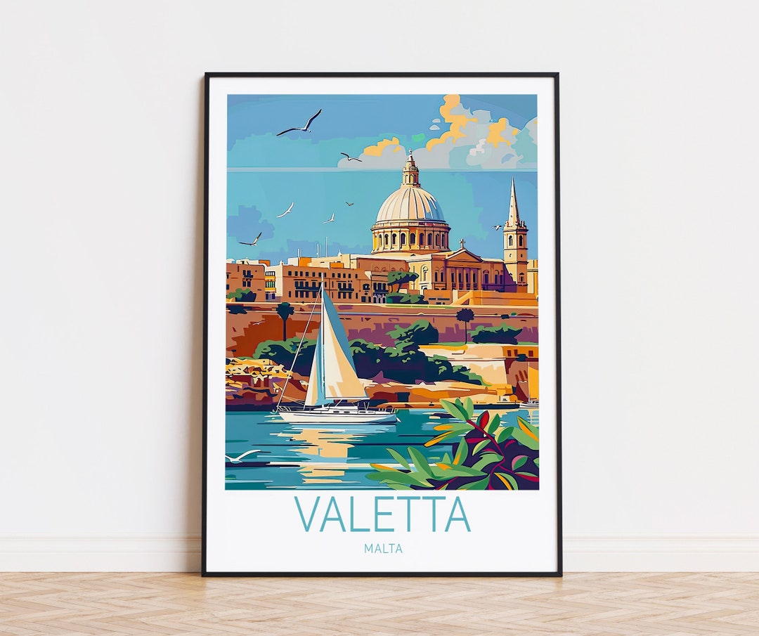 Valetta Malta Travel Poster, Malta Wall Art, Valetta Malta Print, Home ...